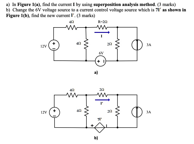 SOLVED: In Figure 1(a), find the current I by using the superposition analysis method. (3 marks ...