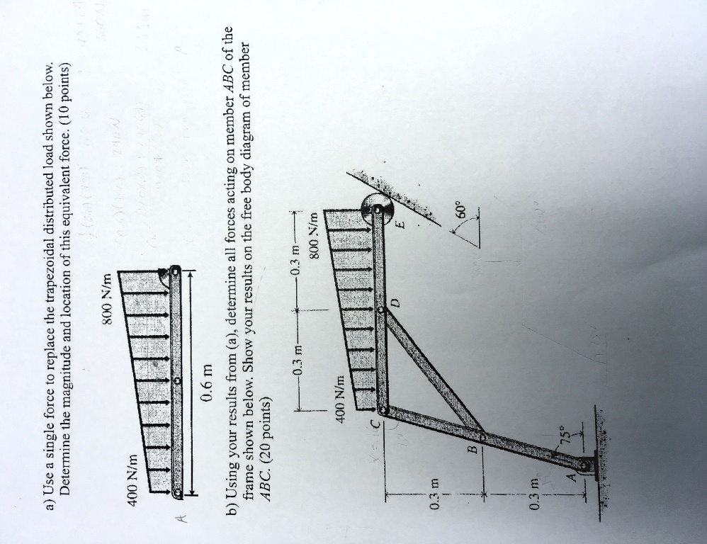 SOLVED: Use a single force to replace the trapezoidal distributed load ...