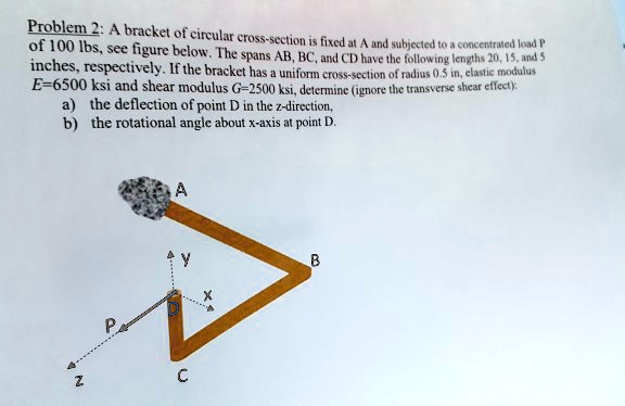 SOLVED: athe deflection of point D in the z-direction bthe rotational ...