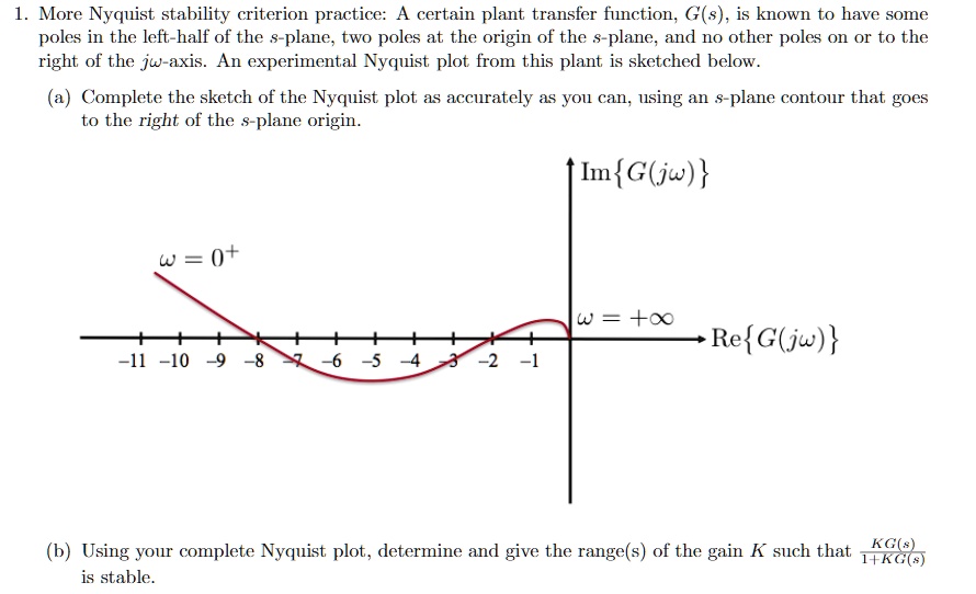 1. More Nyquist stability criterion practice: A certain plant transfer ...