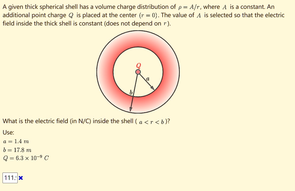 [GET ANSWER] a given thick spherical shell has a volume charge distribution of p ar where is a ...