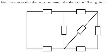 SOLVED: Find the number of nodes, loops, and essential nodes for the following circuit.