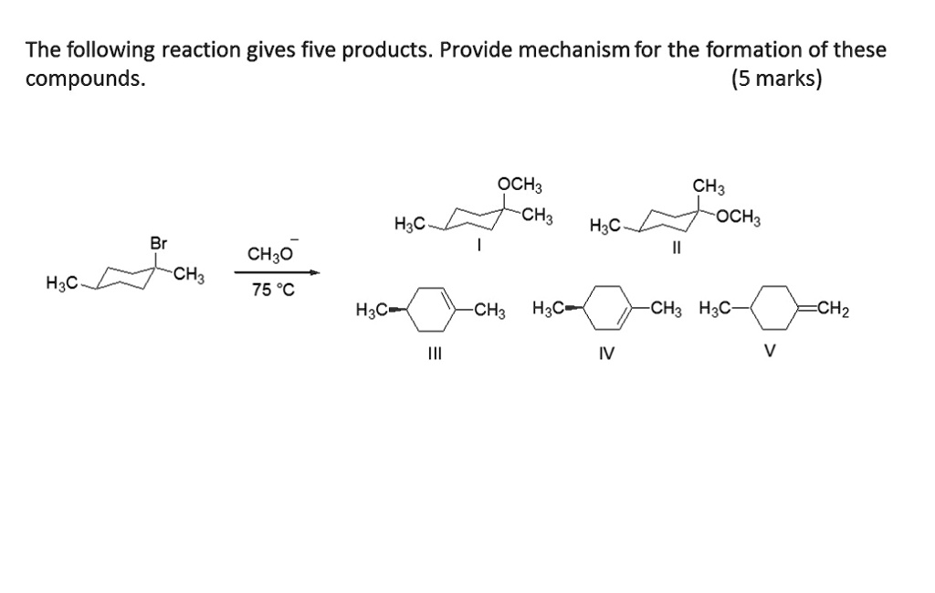 SOLVED: The following reaction gives five products. Provide a mechanism for the formation of ...
