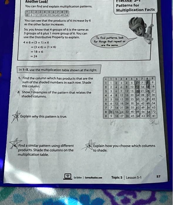 Another Look! You can find and explain multiplication patterns. × 1 2 3 ...