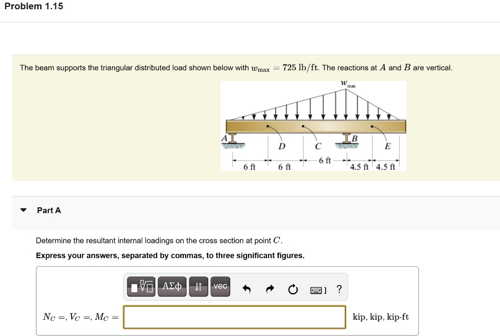 Problem 1.15 The beam supports the triangular distributed load shown ...