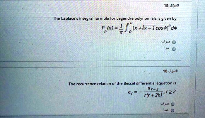 15 ju the laplace integral formula for legendre polynomials is given by ...