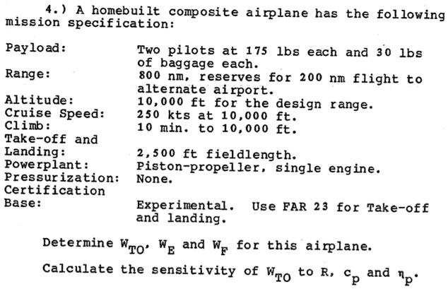 4 a homebuilt composite airplane has the following mission ...