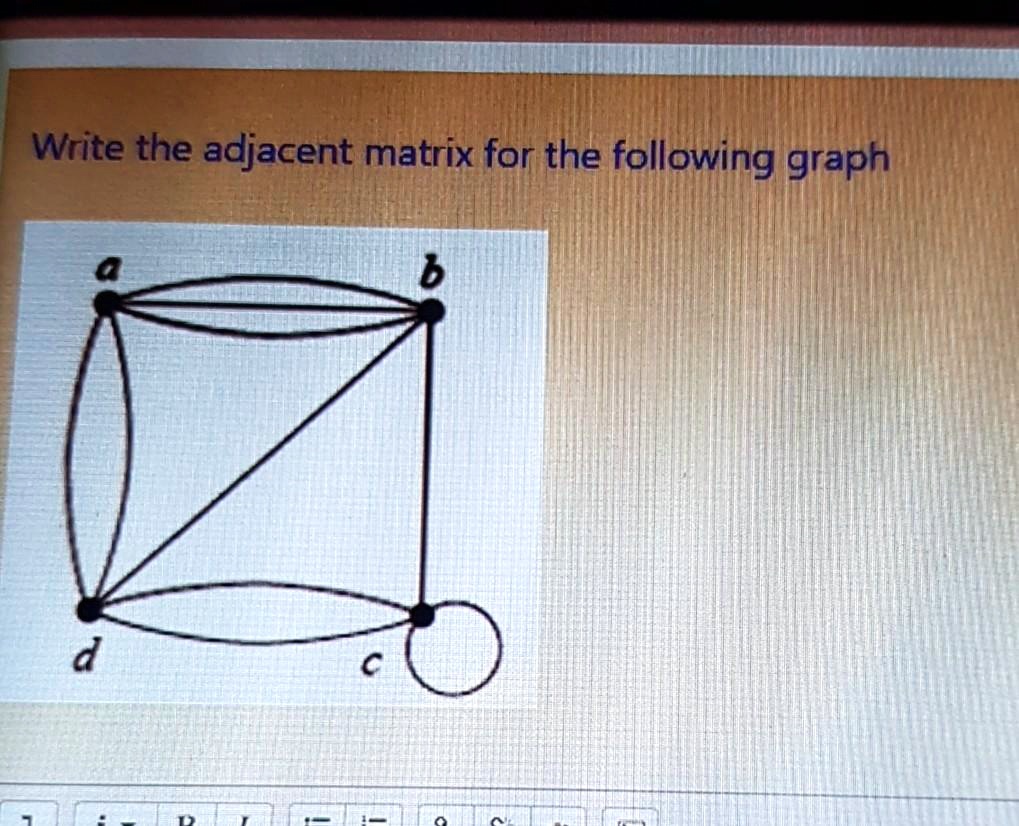 Solved Write The Adjacent Matrix For The Following Graph D 4183