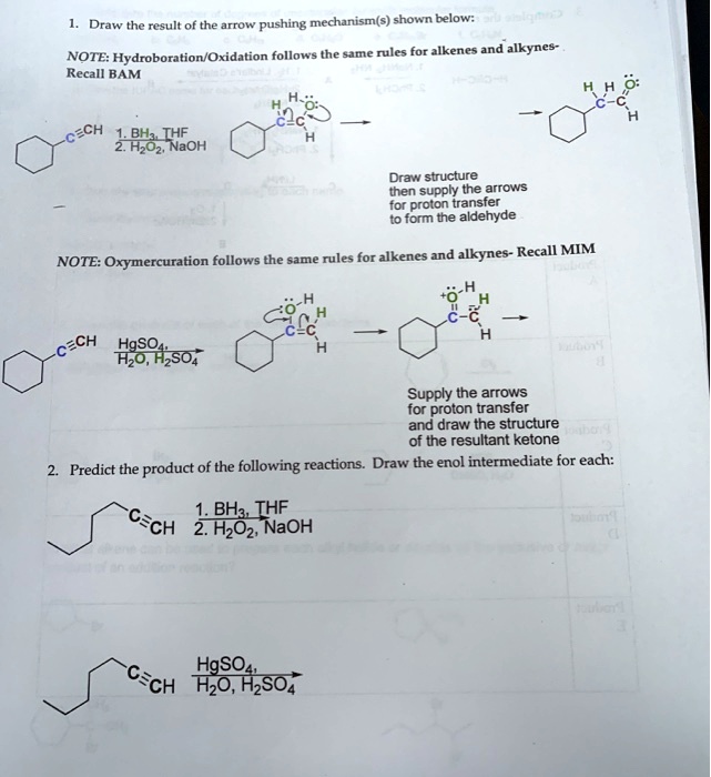 SOLVED: Draw the reaction mechanism(s) shown below: NOTE: Hydroboration ...