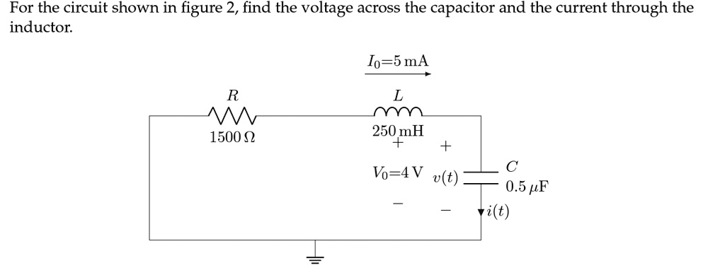For the circuit shown in figure 2, find the voltage across the capacitor and the current through ...