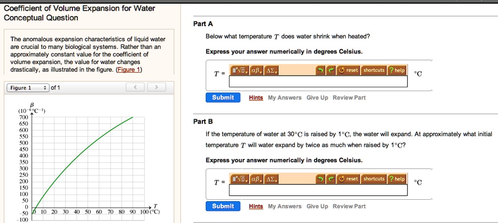 Coefficient of Volume Expansion for Water Conceptual Question The ...