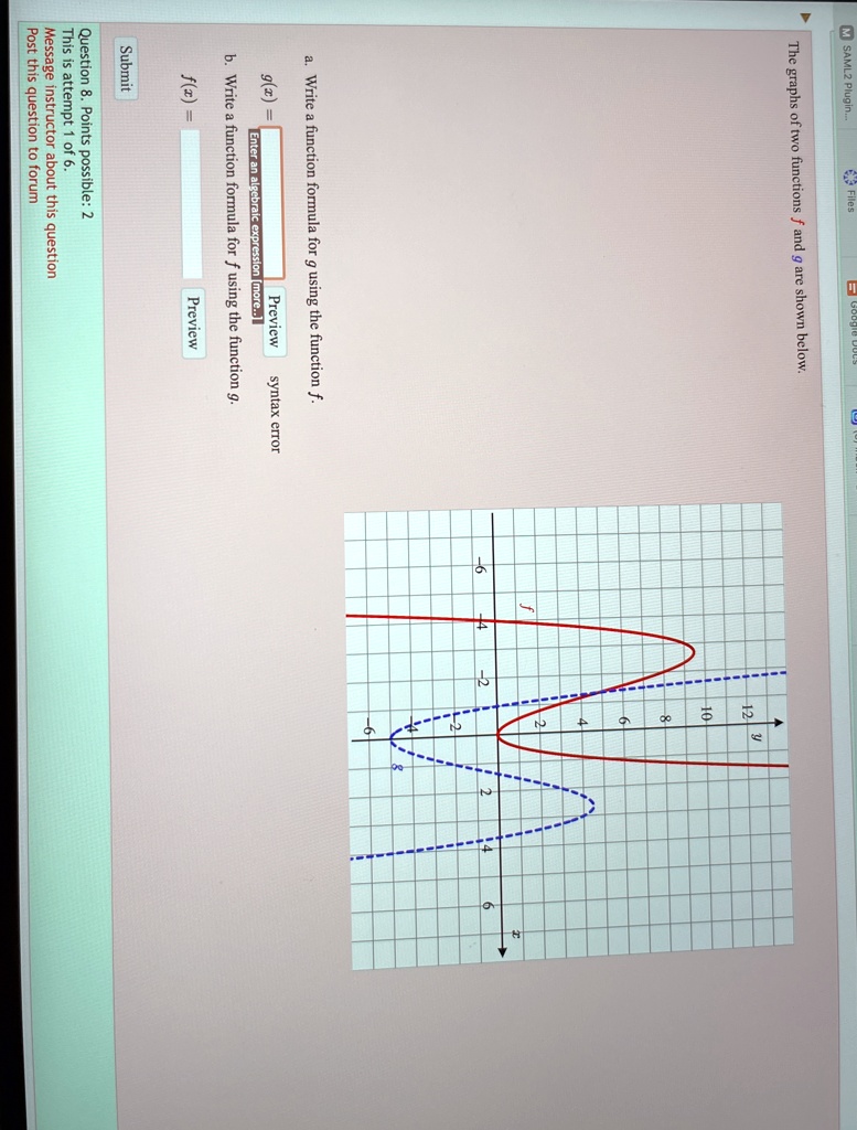 [get Answer] The Graphs Of Two Functions F And G Are Shown Below A