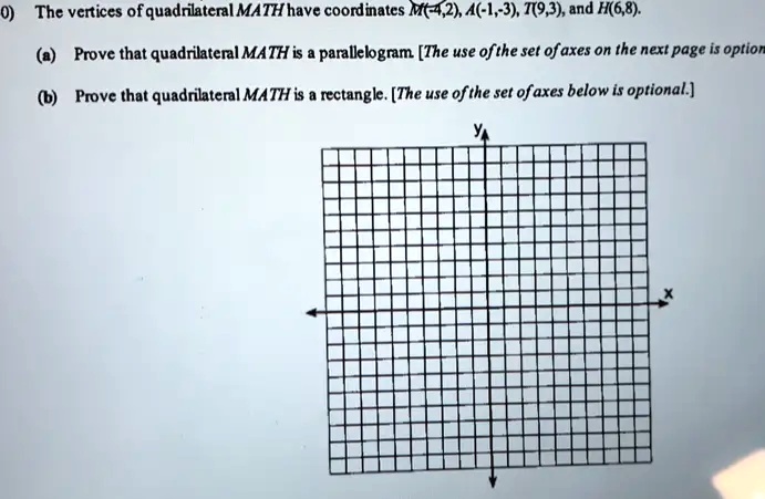 SOLVED: The vertices of quadrilateral MATH have coordinates M(4,2), A ...