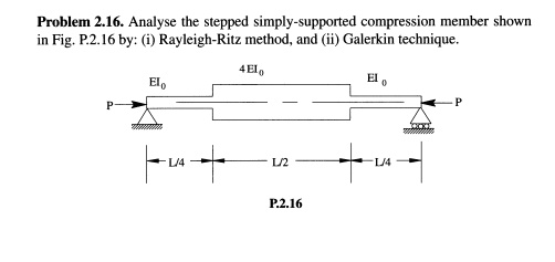 Problem 2.16. Analyse the stepped simply-supported compression member ...