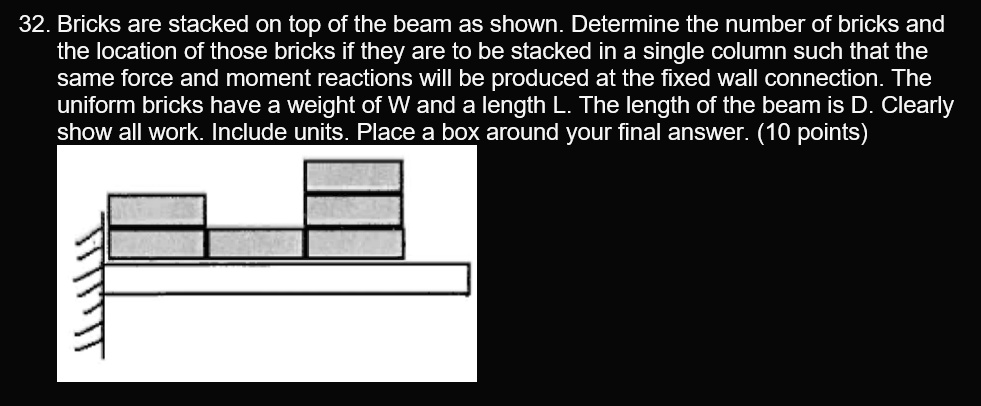 SOLVED: 32. Bricks are stacked on top of the beam as shown. Determine ...