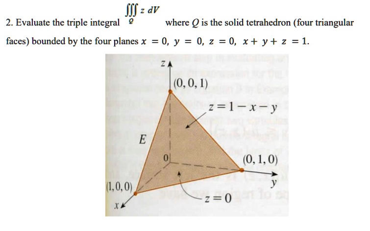 SOLVED: SSS 1 dV 2. Evaluate the triple integral where Q is the solid ...