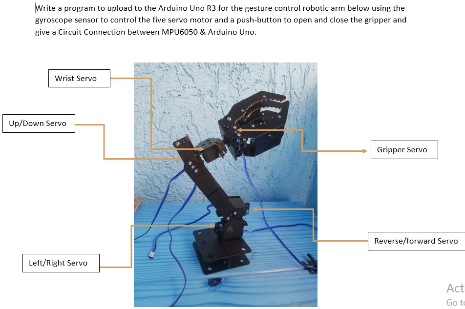 Solved Write A Program To Upload To The Arduino Uno R3 For The Gesture Control Robotic Arm 3137