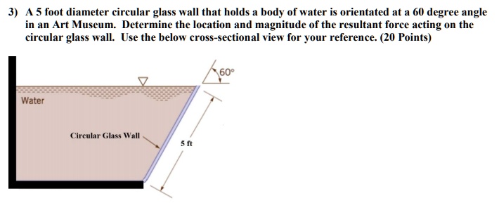 3) A 5 foot diameter circular glass wall that holds a body of water is ...