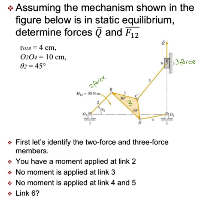 Assuming the mechanism shown in the figure below is in static ...
