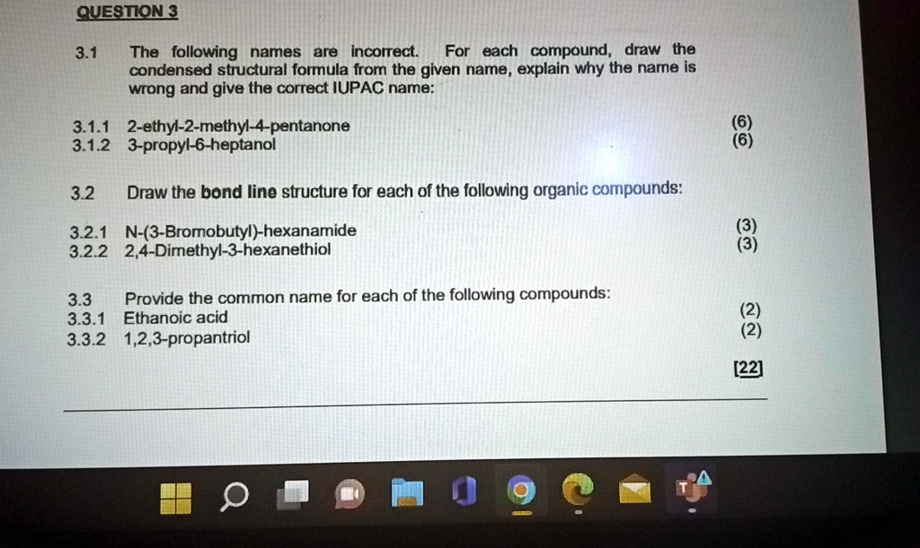 SOLVED: QUESTION 3 3.1 The following names are incorrect. For each ...