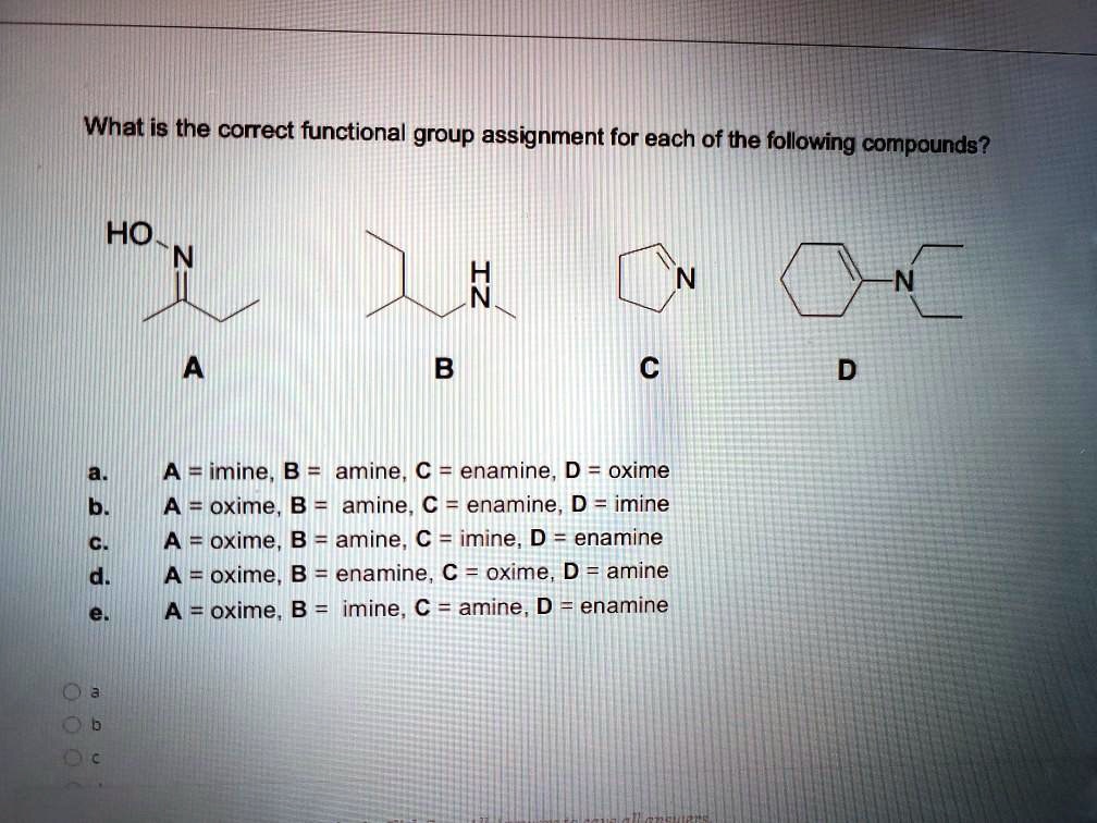 what is the correct functional group assignment for each of the ...