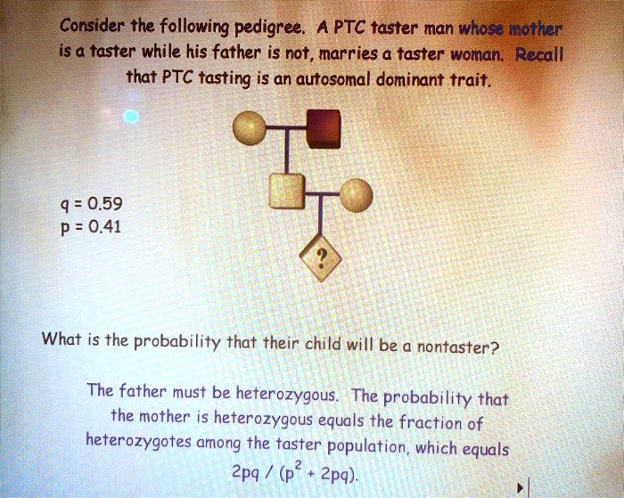 SOLVED: Consider the following pedigree A PTC taster man whose Iother ...