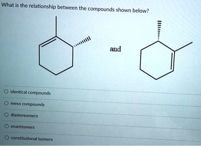 SOLVED: What is the relationship between the compounds shown below? and ...