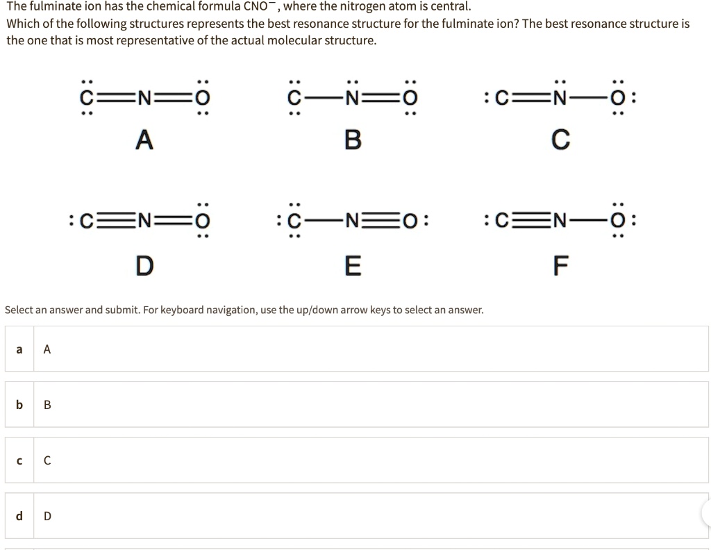 The Fulminate Ion Has The Chemical Formula Cno Where The Nitrogen Atom