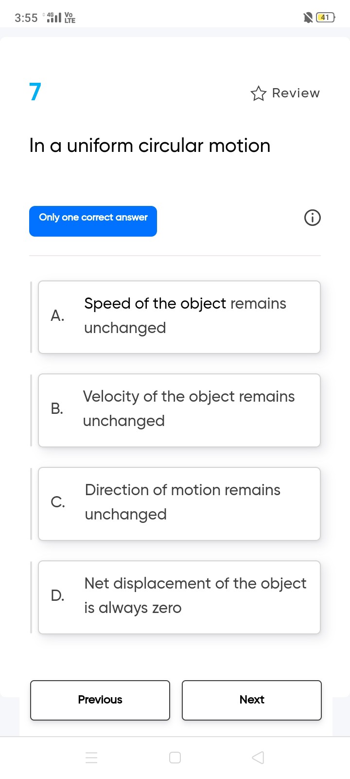 41 7 review in a uniform circular motion only one correct answer a ...