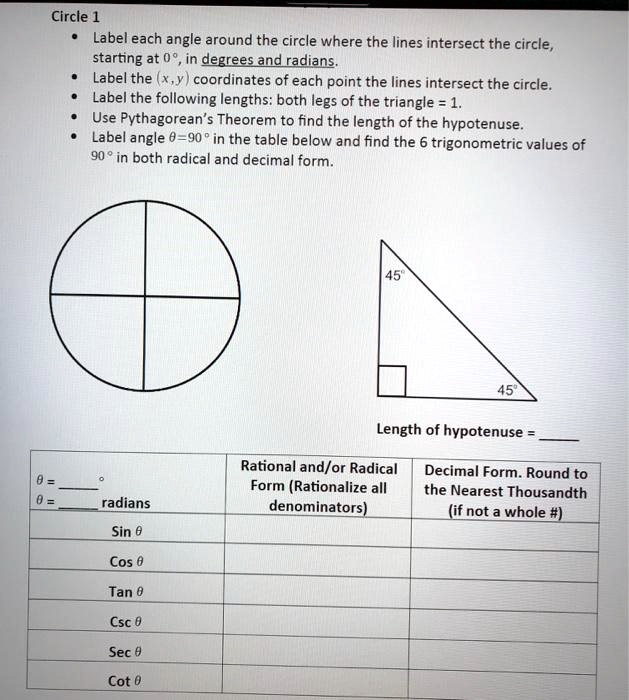 SOLVED: Circle Label each angle around the circle where the lines ...