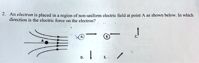 an electron is placed in a region of non uniform electric field at ...