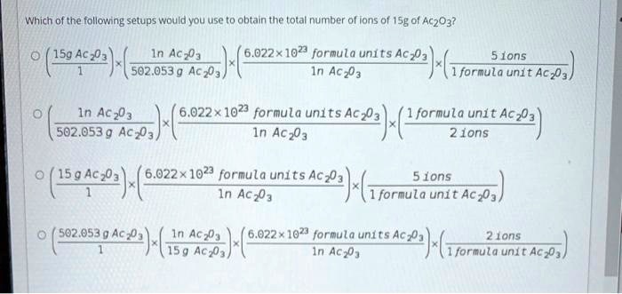 SOLVED: Which of the following setups would YOU use to obtain the total ...