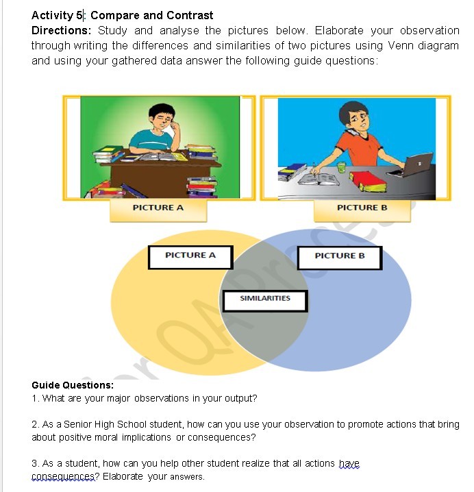 Activity 5|: Compare and Contrast Directions: Study and analyse the pictures below. Elaborate ...