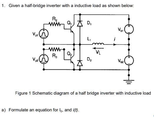 Given a half-bridge inverter with an inductive load as shown below ...