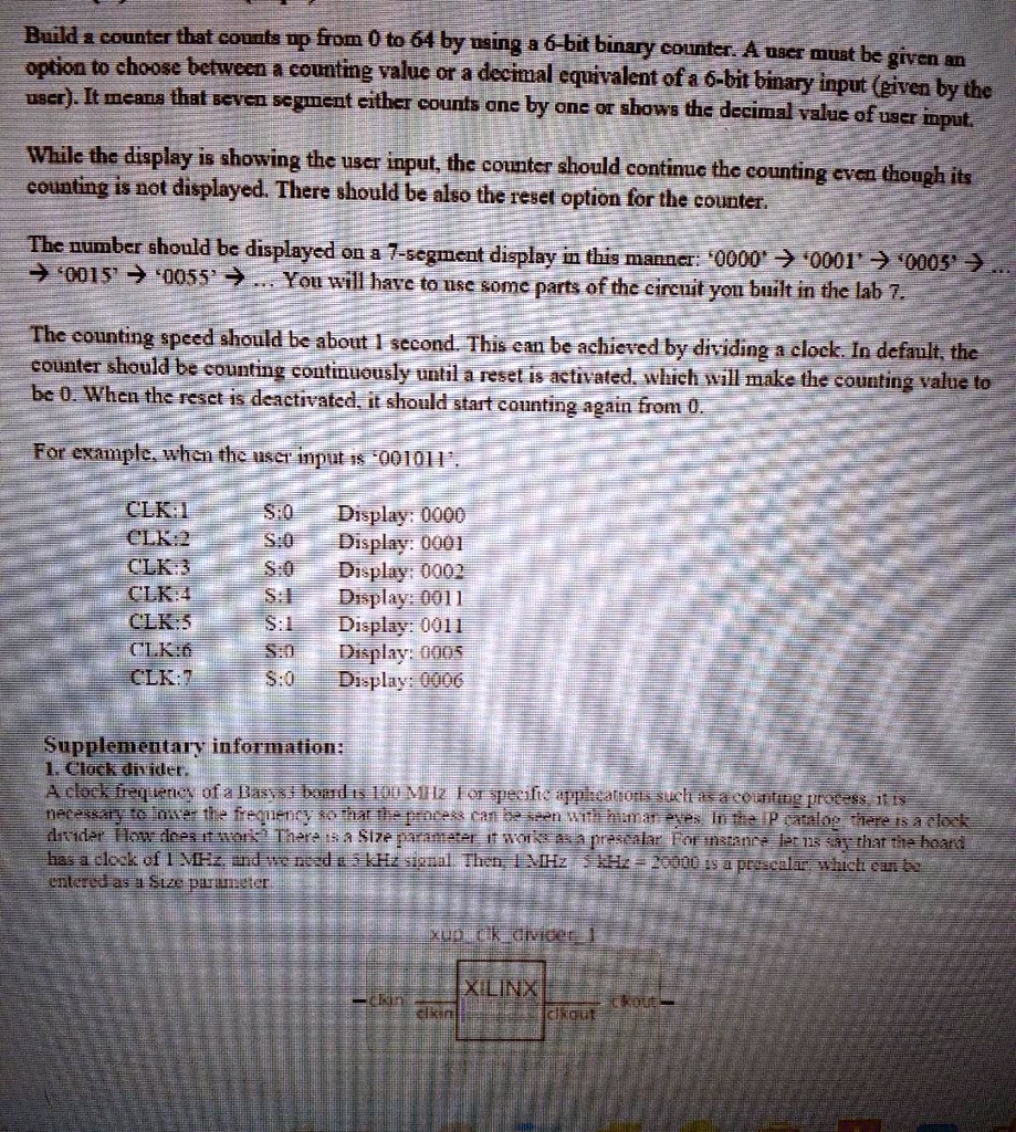 build a counter that counts up from 0 to 64 by using a 6 bit binary ...