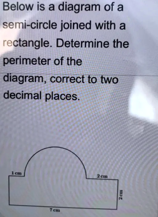 SOLVED: Below is a diagram of a semi-circle joined with a rectangle ...