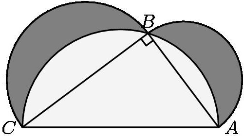 SOLVED: 'In triangle ABC, angle B = 90 degrees. Semicircles are ...