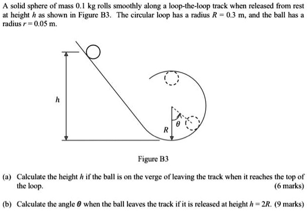 SOLVED: A solid sphere of mass 0.1 kg rolls smoothly along loop-the ...