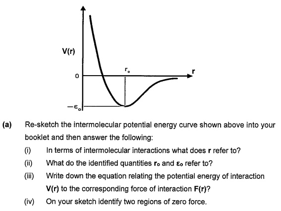 SOLVED: V(r) (a) Re-sketch the intermolecular potential energy curve ...