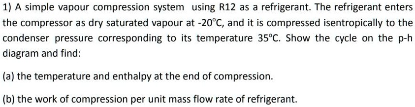SOLVED: A simple vapor compression system using R12 as a refrigerant ...
