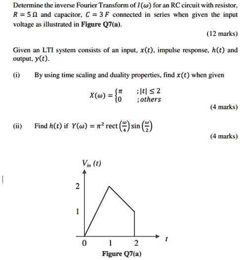 [GET ANSWER] Determine the inverse Fourier Transform of I(ω) for an RC ...