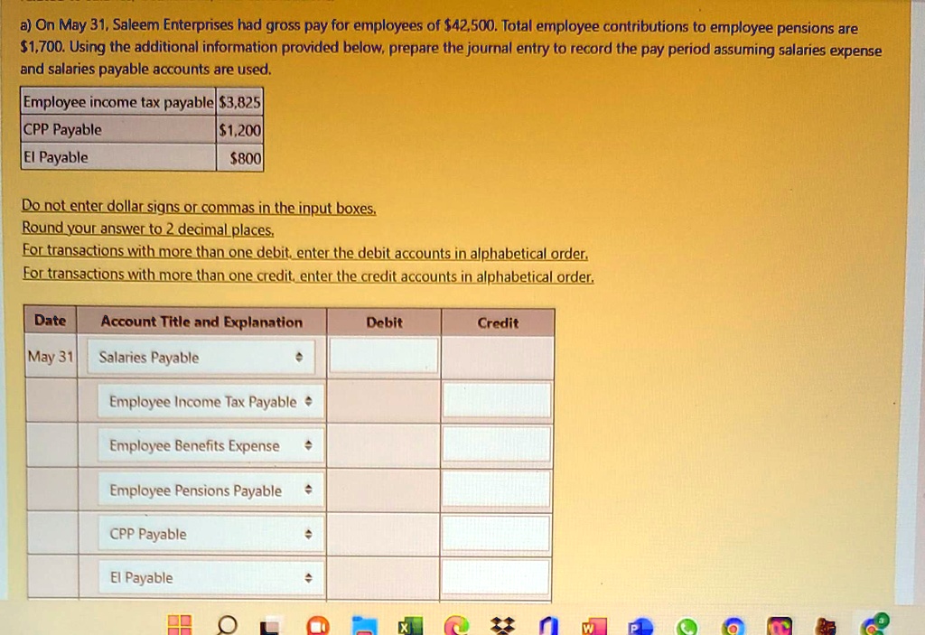 SOLVED: Prepare journal entry to record the pay period, assuming ...