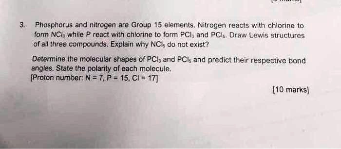 SOLVED: Phosphorus and nitrogen are Group 15 elements. Nitrogen reacts ...