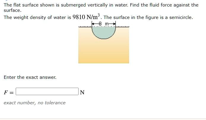 SOLVED: The flat surface shown is submerged vertically in water: Find ...