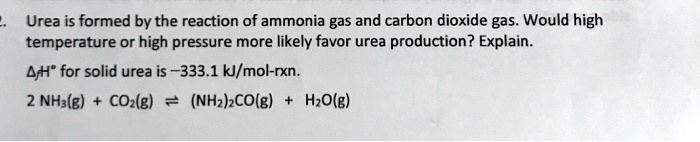 SOLVED: Urea is formed by the reaction of ammonia gas and carbon ...