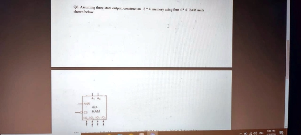 SOLVED: Q6. Assuming a three-state output, construct an 8x4 memory ...