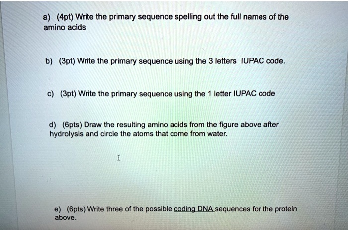 4pt write the primary sequence spelling out the full names of the amino ...