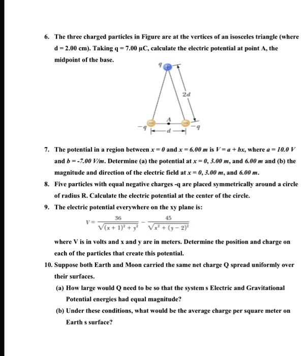 the three charged particles in figure are the vertices of an isosceles ...