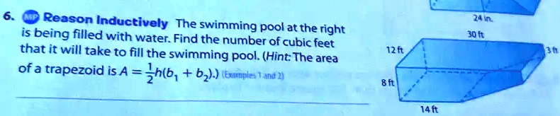 SOLVED: Reason Inductively. The swimming pool at the right is being ...