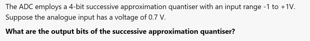 Solved The Adc Employs A 4 Bit Successive Approximation Quantizer With An Input Range Of 1 To